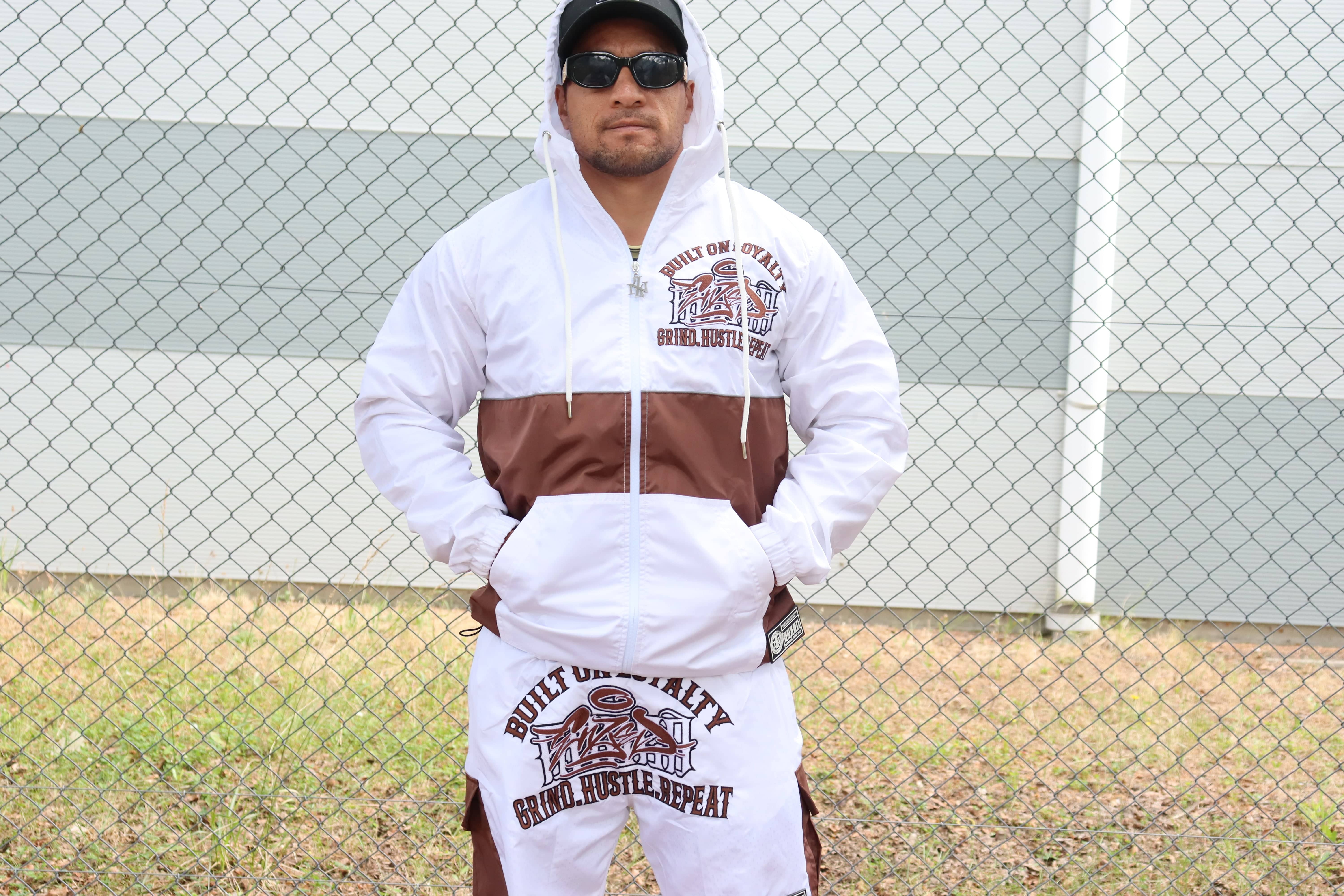 ENZED 2-Tone Windbreaker Tracksuit – White & Brown | Premium NZ Street ...