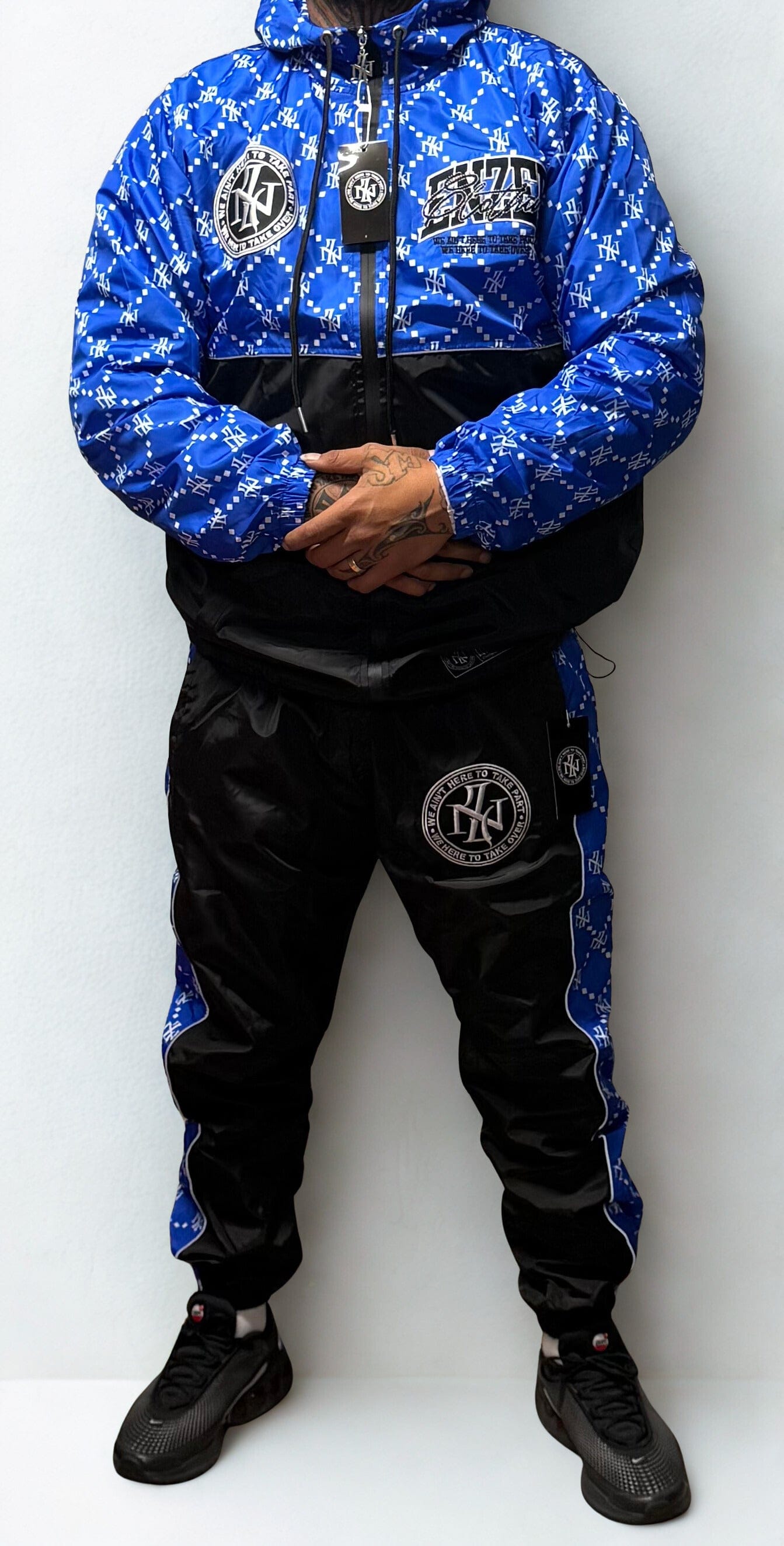 ENZED G-Style Windbreaker Tracksuit – Black & Blue | Premium NZ Street ...